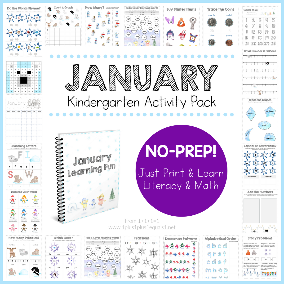 Winter Theme Kindergarten No-Prep Printable Activity Pack – Open Edutalk
